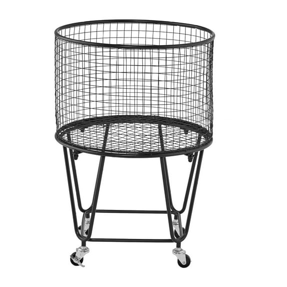 Laundry Cart, Rolling Round Grocery Utility Cart with 360° Swivel ...