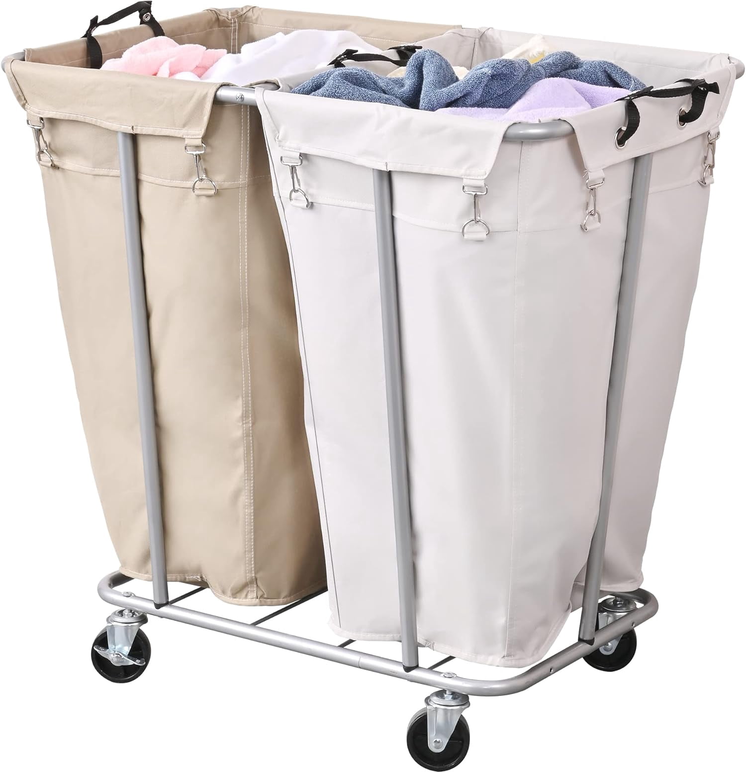 Laundry Cart with Wheels 280L Large Laundry Sorter 2 Section for ...