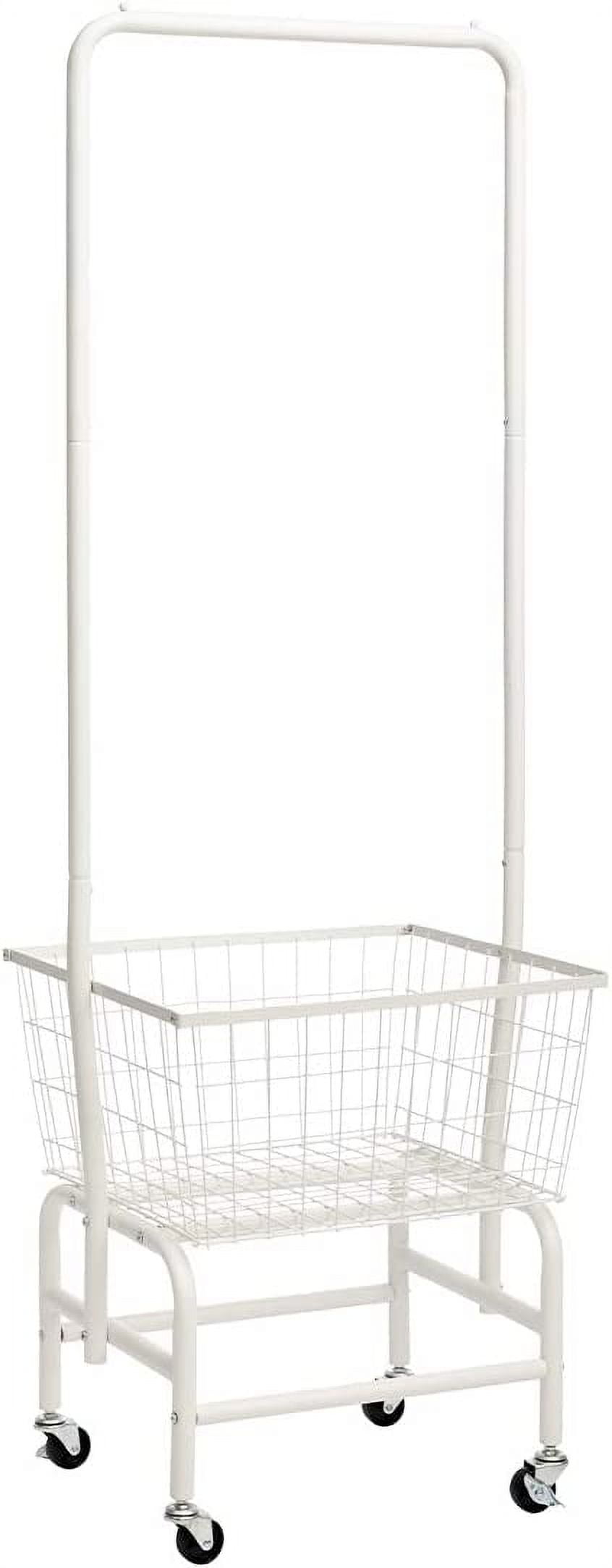 Laundry Cart with Clothes Rack, Rolling Laundry Butler with Wire ...