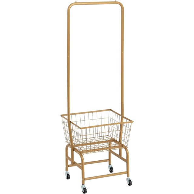 Laundry Cart with Clothes Rack, Rolling Laundry Butler with Wire ...