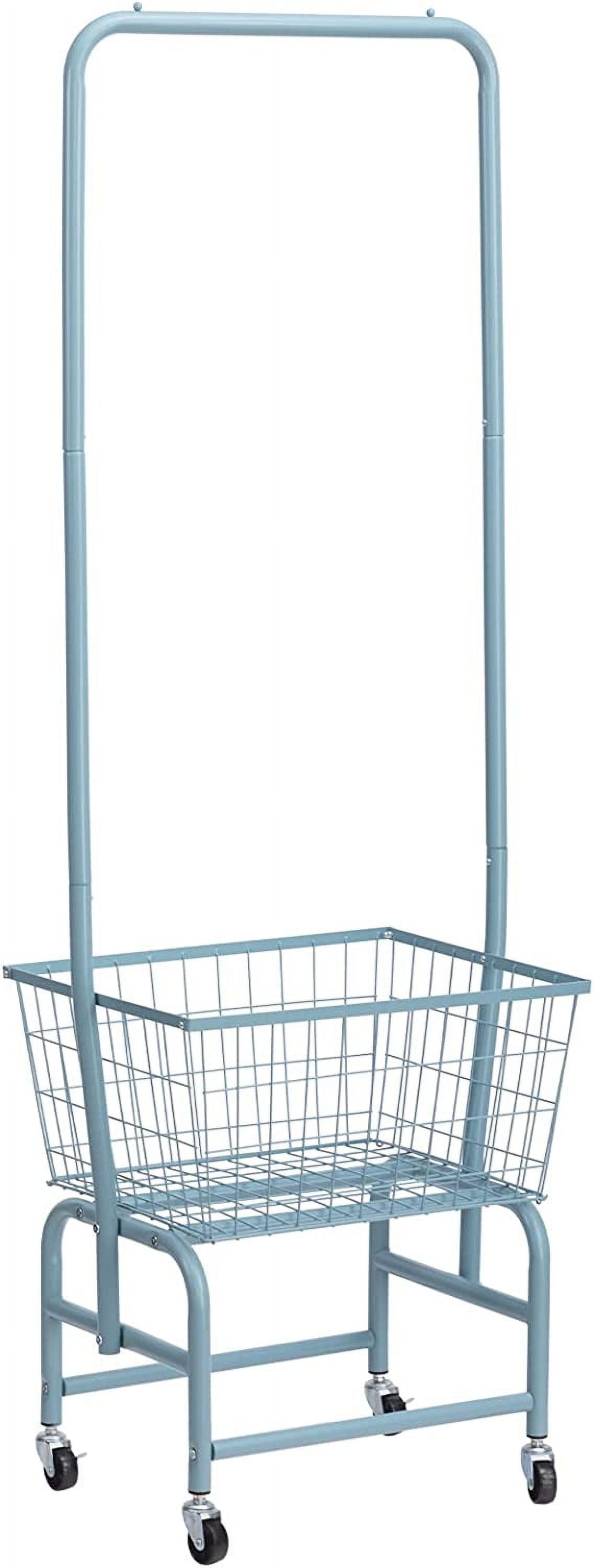 Laundry Cart with Clothes Rack, Rolling Laundry Butler with Wire ...