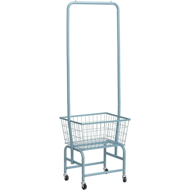Laundry Cart with Clothes Rack, Rolling Laundry Butler with Wire ...
