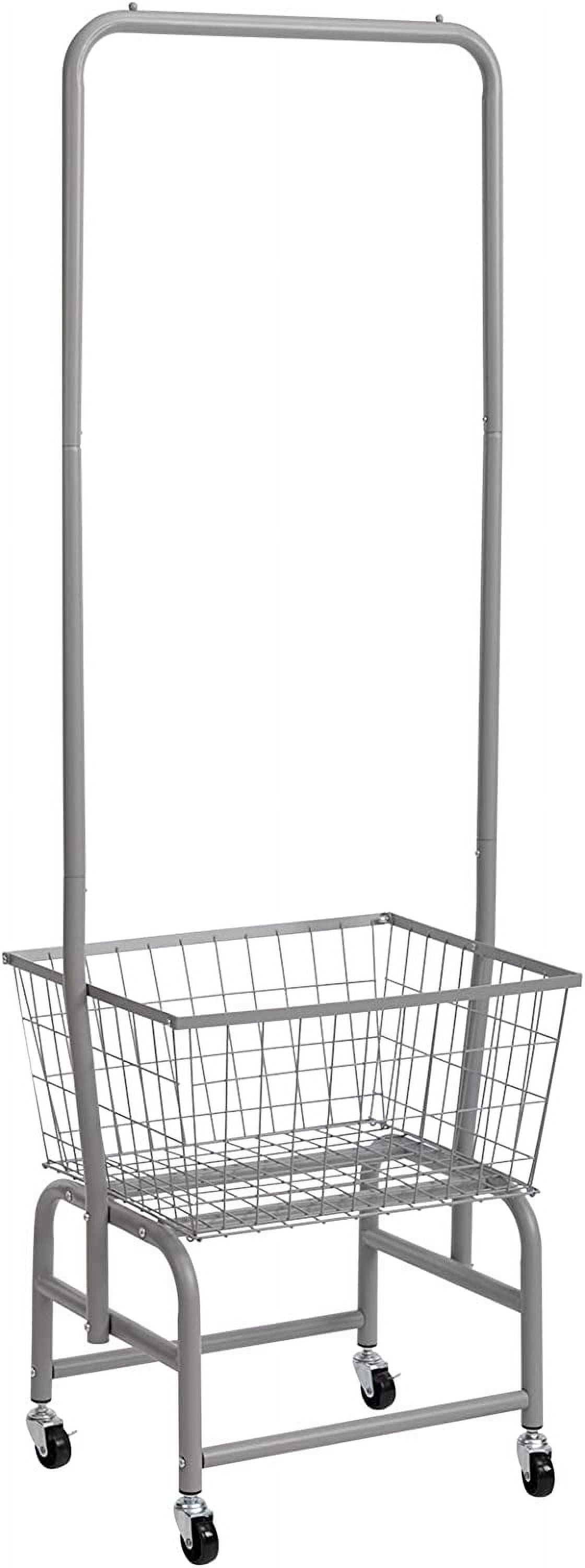 Laundry Cart with Clothes Rack, Rolling Laundry Butler with Wire ...