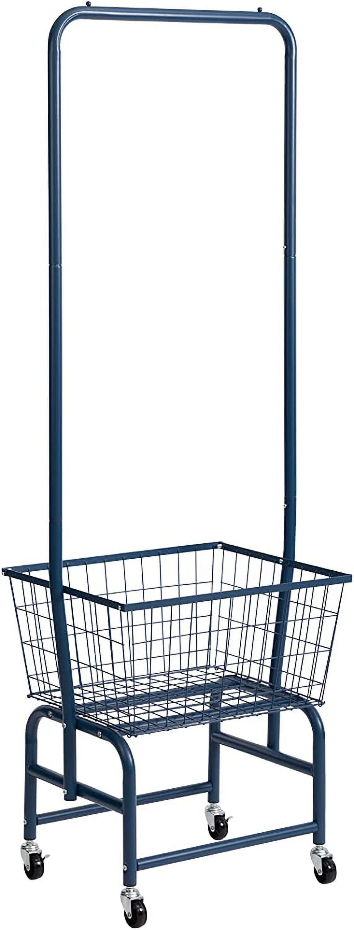 Laundry Cart with Clothes Rack, Rolling Laundry Butler with Wire ...