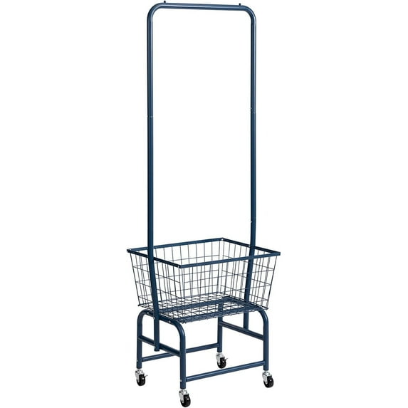 Laundry Cart with Clothes Rack, Rolling Laundry Butler with Wire ...