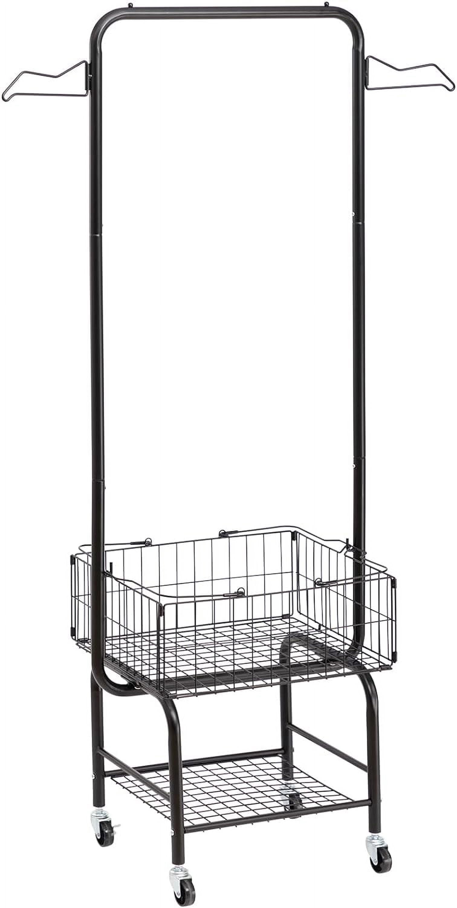 Laundry Cart with Clothes Rack, Rolling Laundry Butler with Wire ...