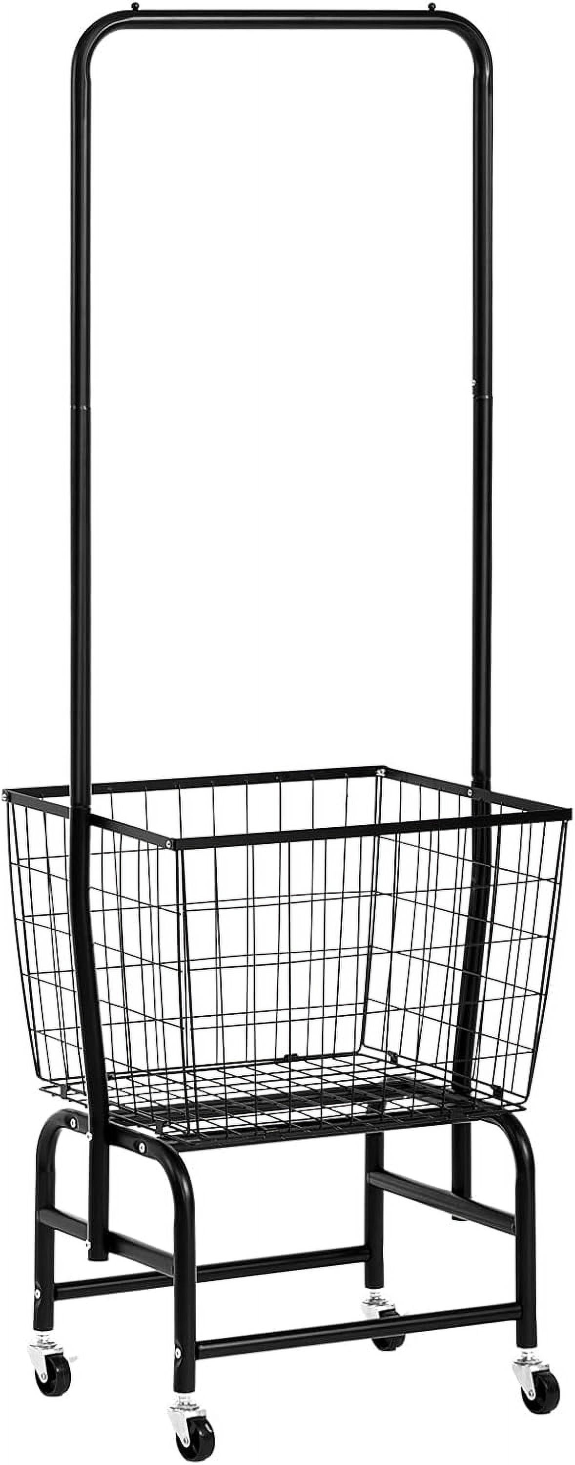 Laundry Cart with Clothes Rack, Rolling Laundry Cart with Wheels, Extra ...