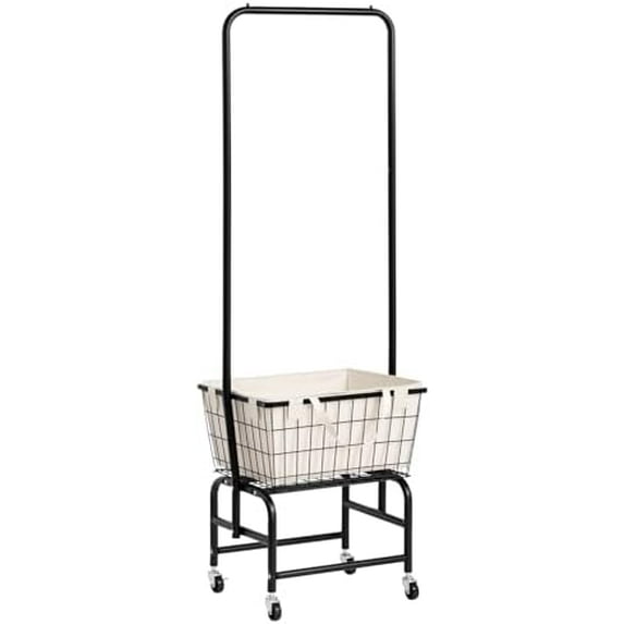Laundry Cart with Clothes Rack, Rolling Laundry Cart with Wheels and ...
