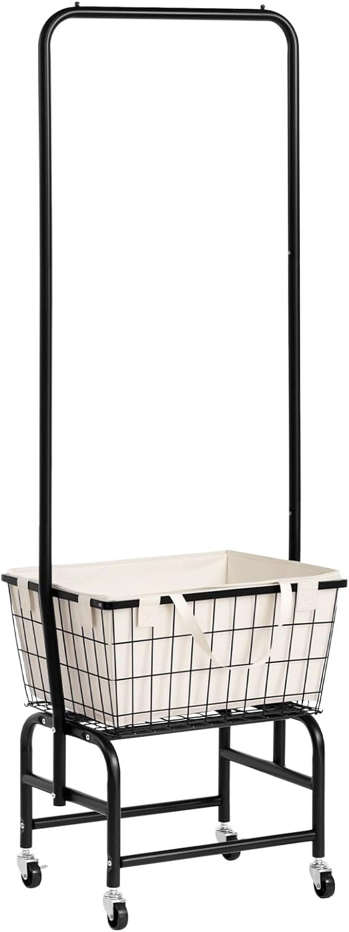 Laundry Cart with Clothes Rack, Rolling Laundry Cart with Wheels and ...