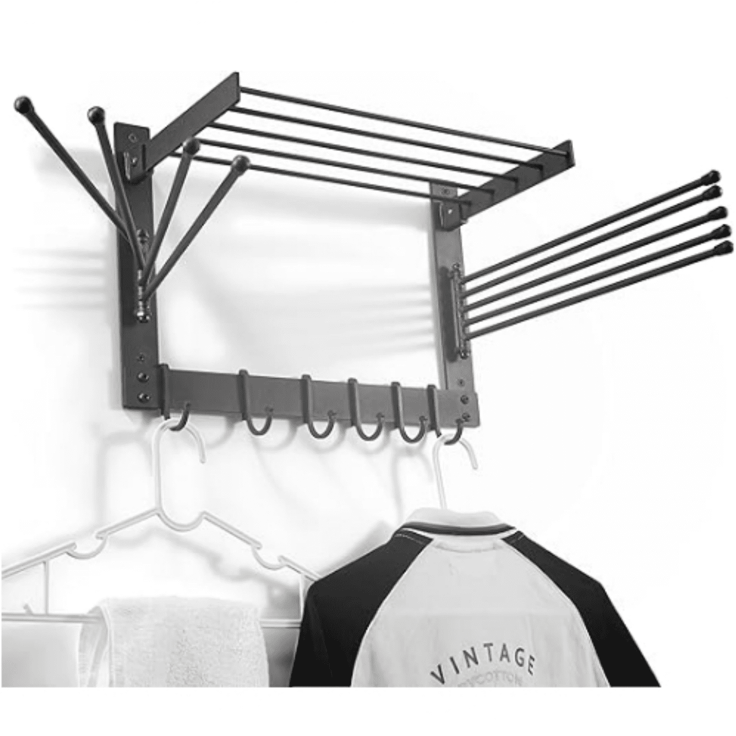 Laundry Clothes Drying Rack - Wall-Mounted Steel Laundry Clothes ...