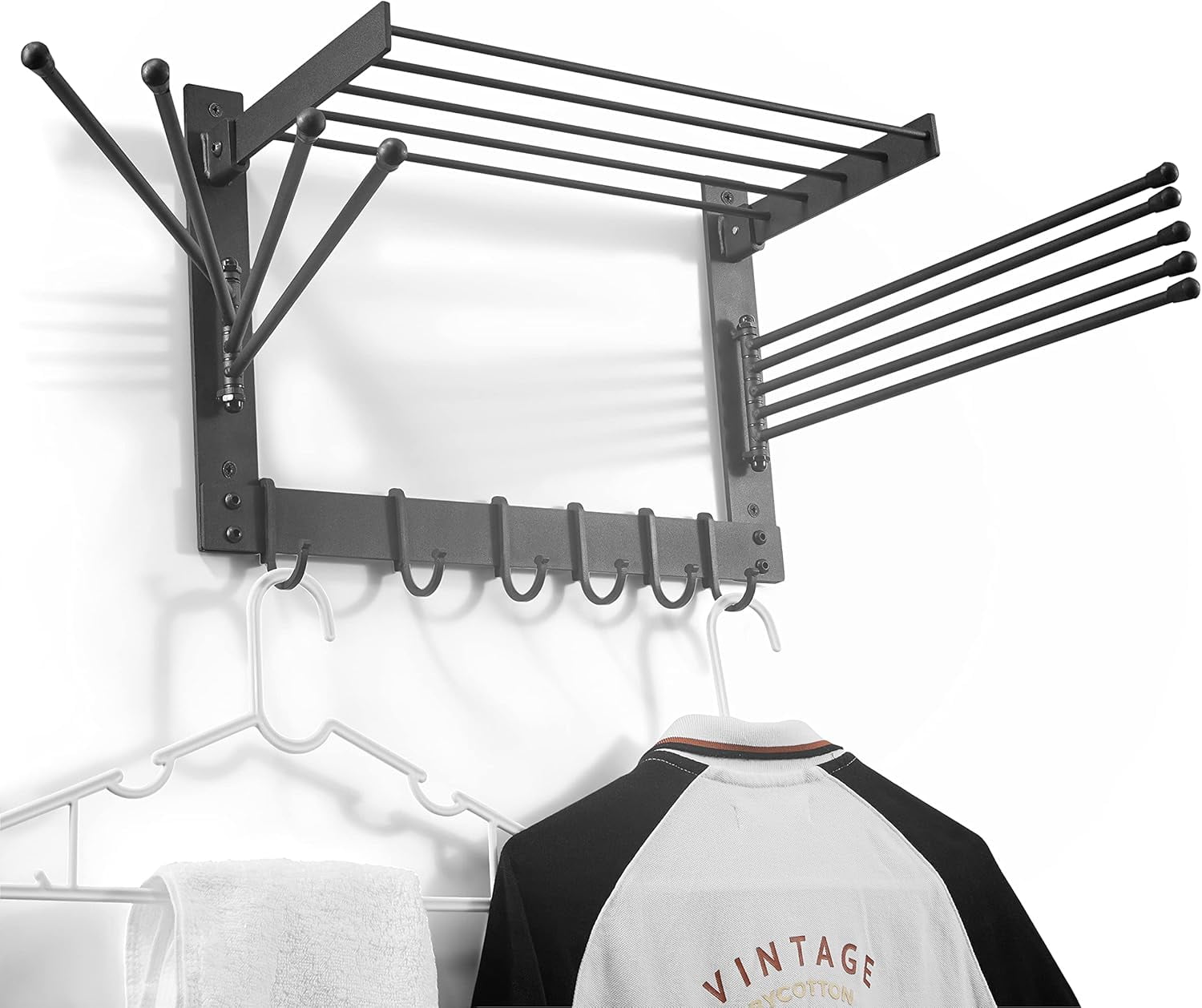 Laundry Clothes Drying Rack - Wall-Mounted Steel Laundry Clothes ...