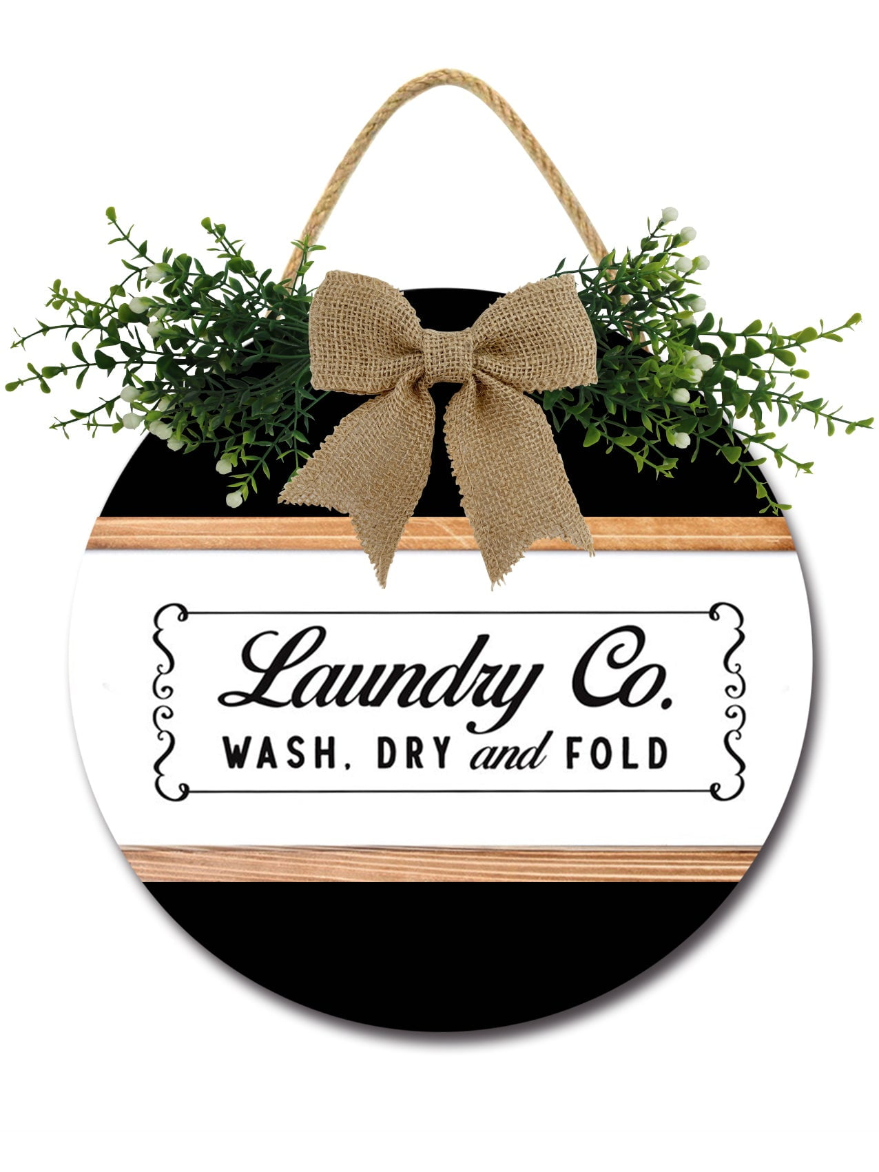 Laundry Co Wash Dry Fold Sign Front Door Porch Decorations, Round ...