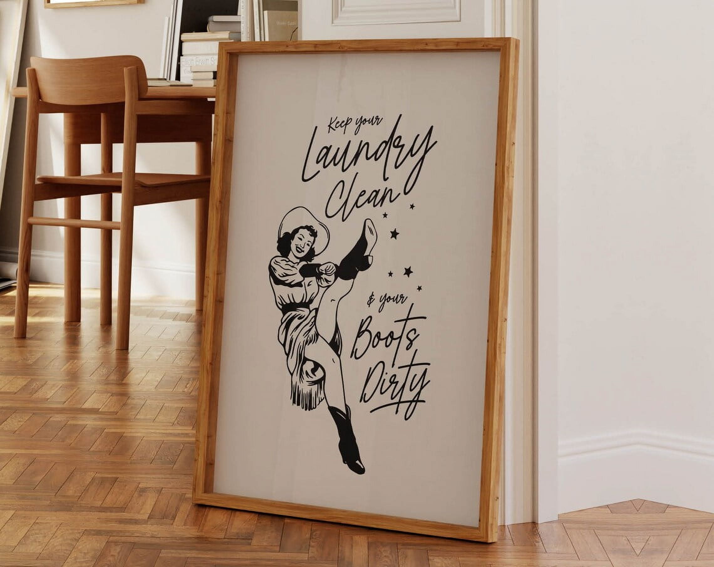 Laundry Cowgirl Print Fun Laundry Wall Art Western Laundry Room Poster ...