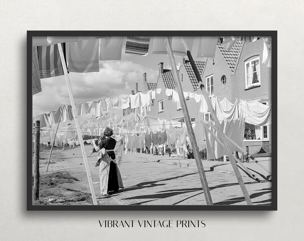 Laundry Day Print, Black And White Art, Vintage Wall Art, Laundry ...