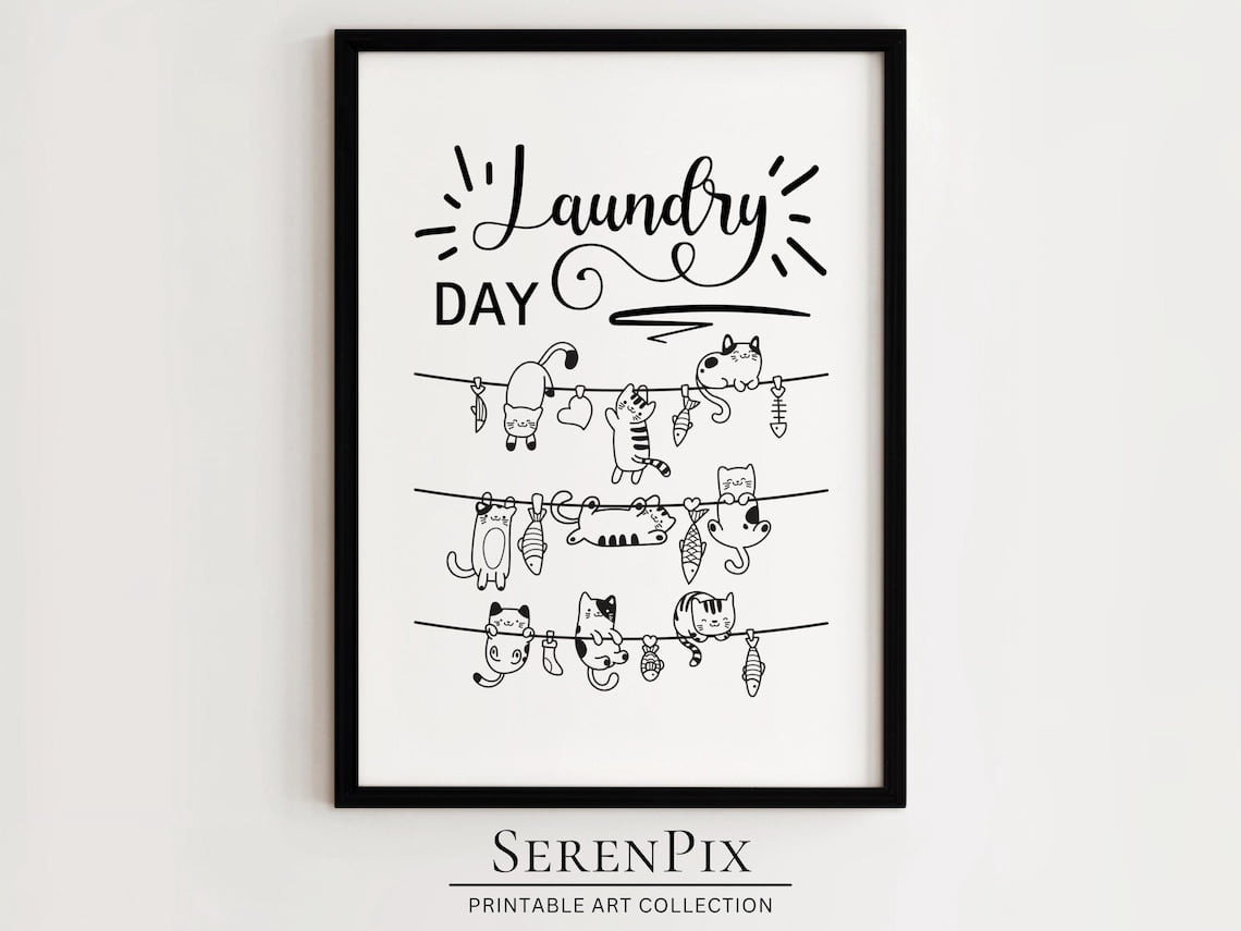 Laundry Day Print, Wall Art For Laundry Room, Laundry Quote, Utility ...