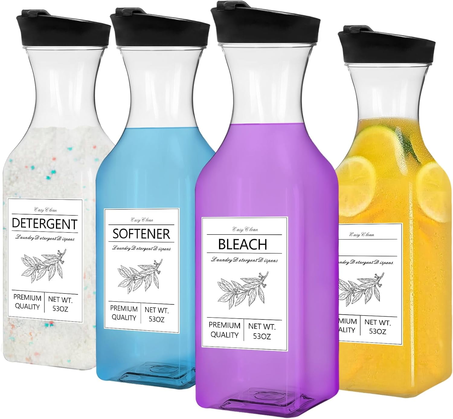 Laundry Detergent Dispenser Bottle 53oz with Label,4 Pack Liquid ...