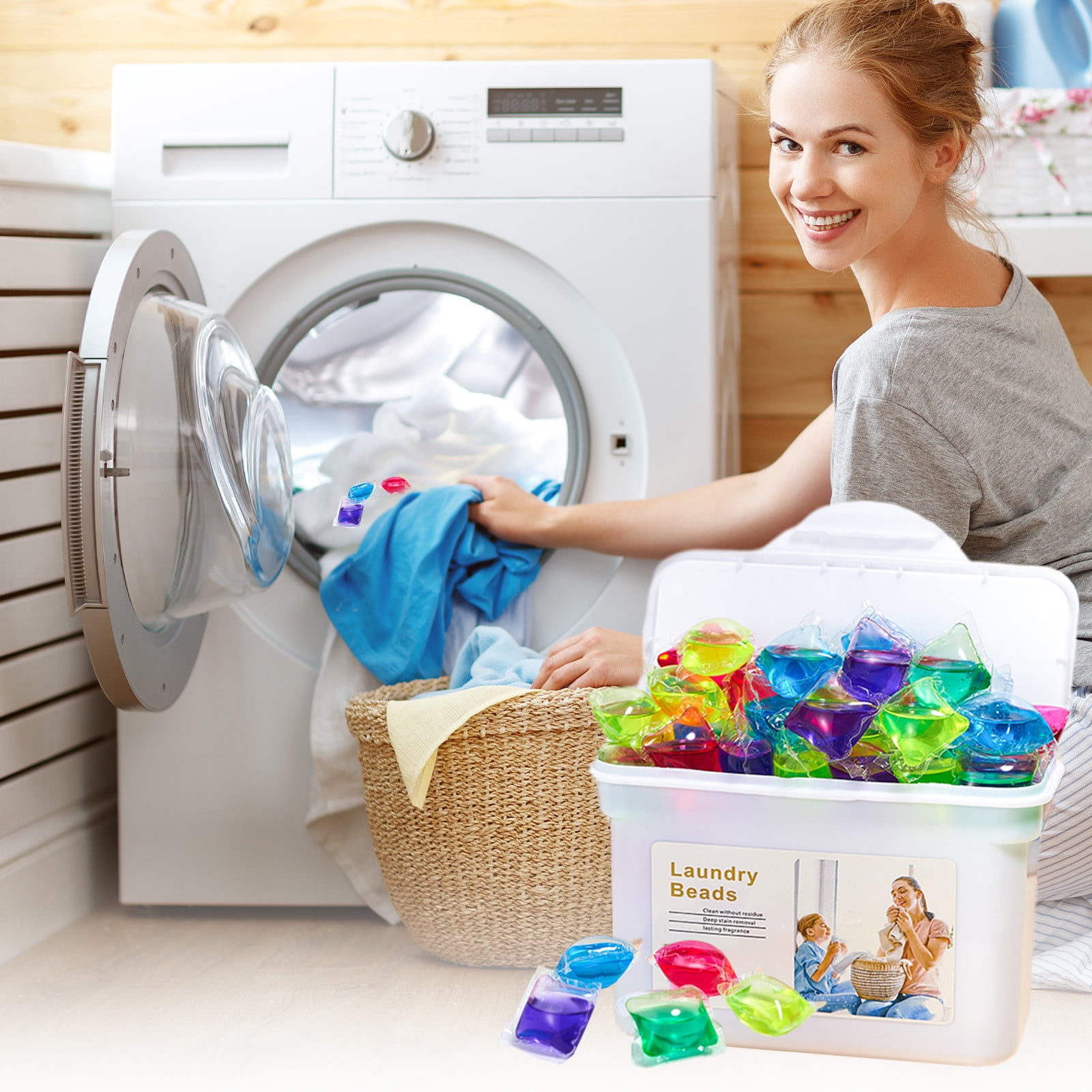 Laundry Detergent Pods, 100pcs Liquid Soap Pacs, 3-in-1 Powerful Clean ...
