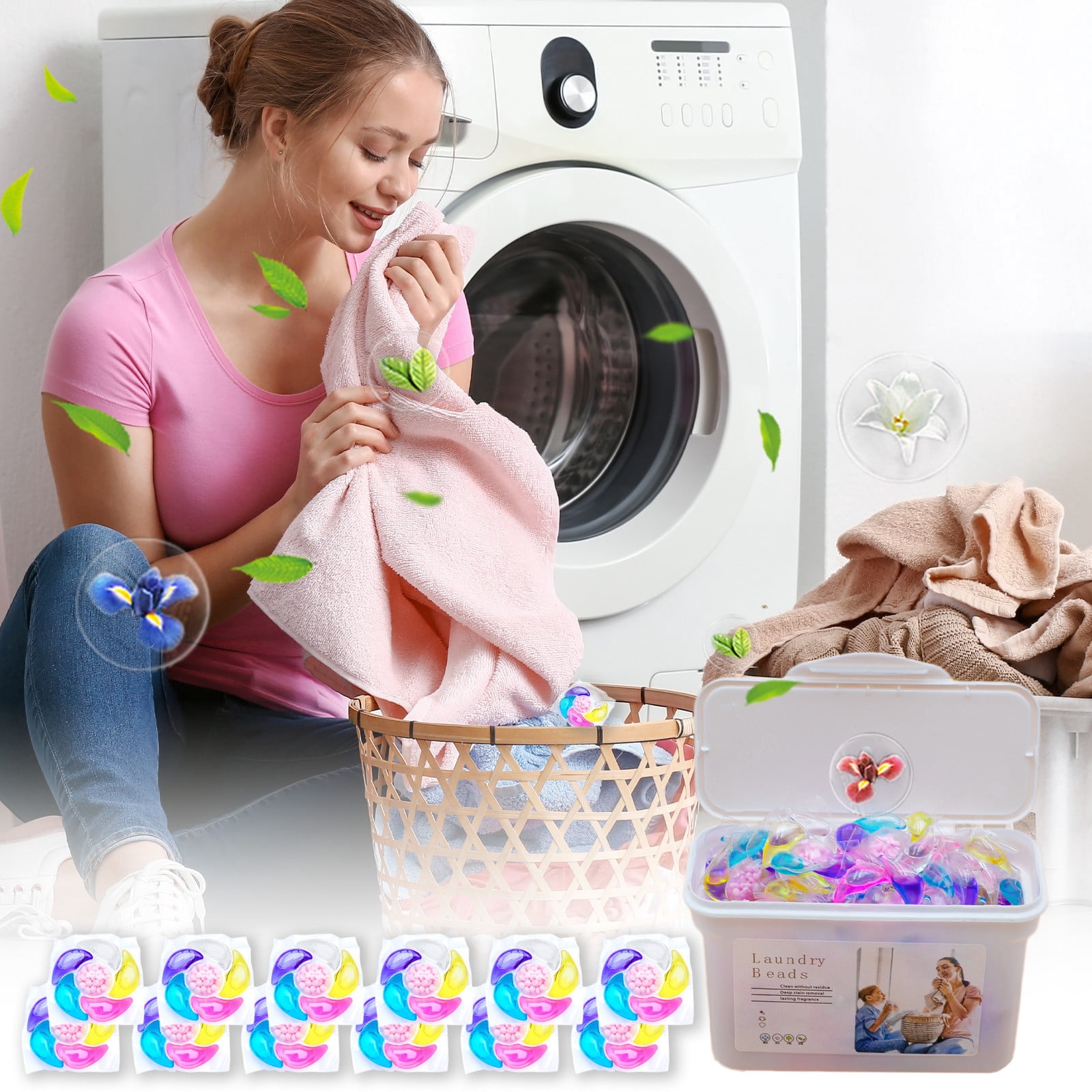 Laundry Detergent Pods, 50pcs Liquid Soap Pacs, 3-in-1 Powerful Clean ...