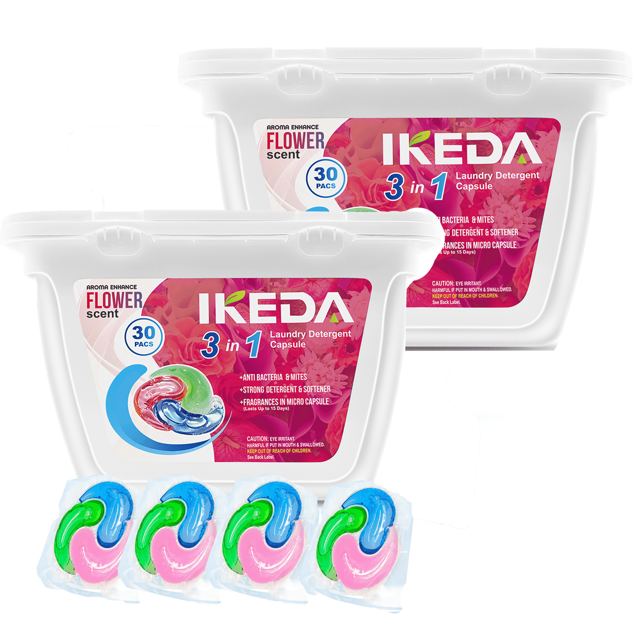 Ikeda scents Laundry Detergent Pods, 60pcs Liquid Soap Pacs 3-in-1 ...