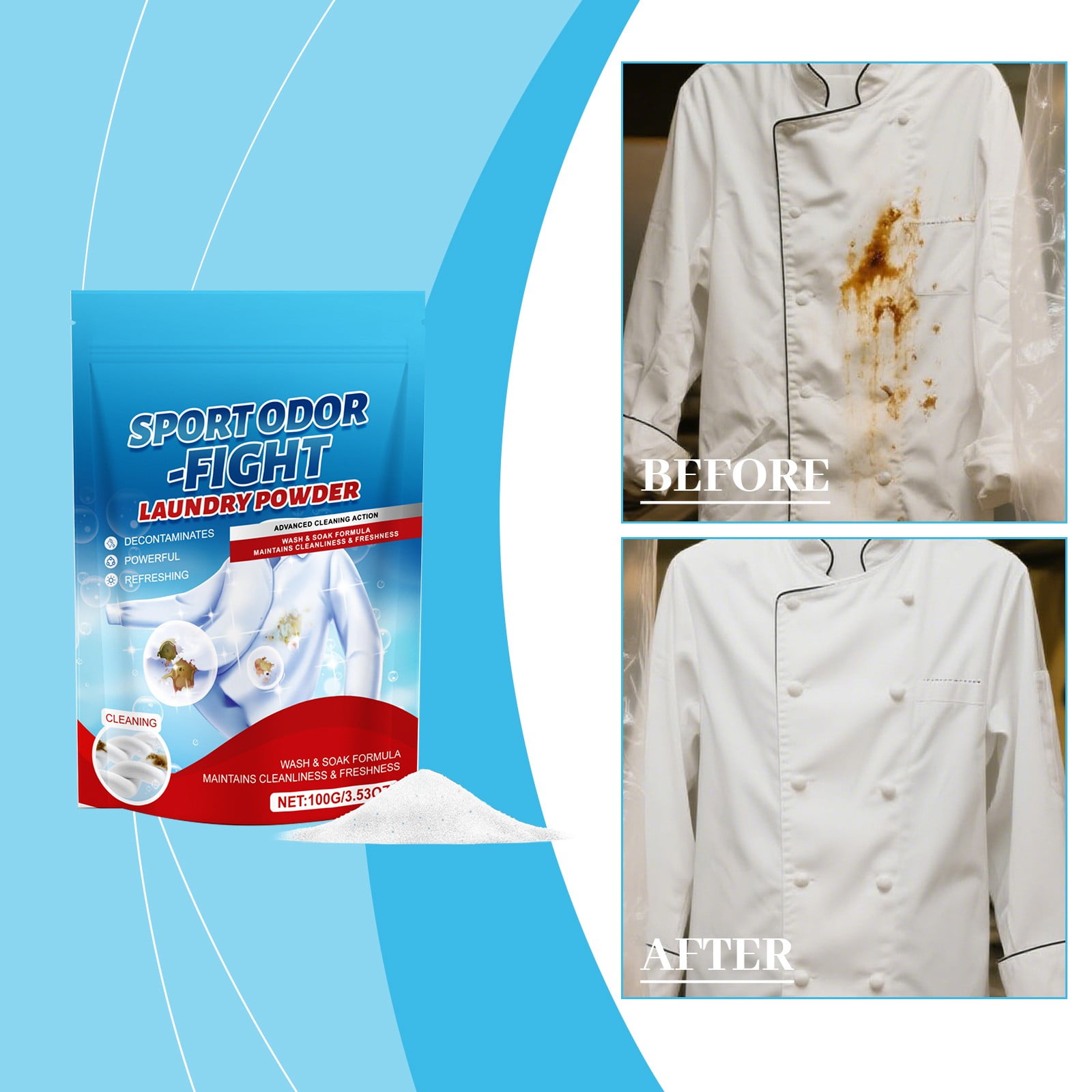Laundry Detergent Powder with Strong Stain Removal, Household ...