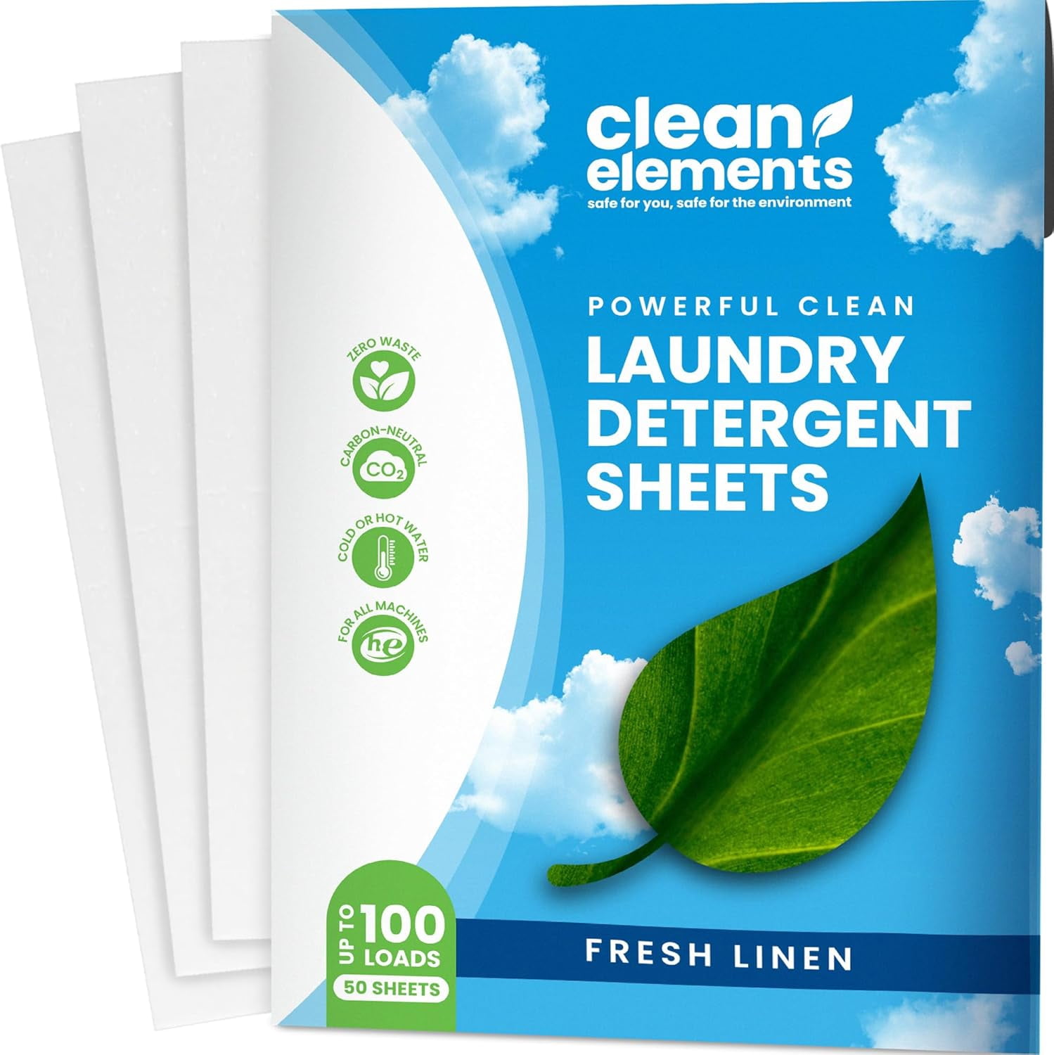 Laundry Detergent Sheets (100 Loads, 50 Sheet) Fresh Linen Scent, Eco ...