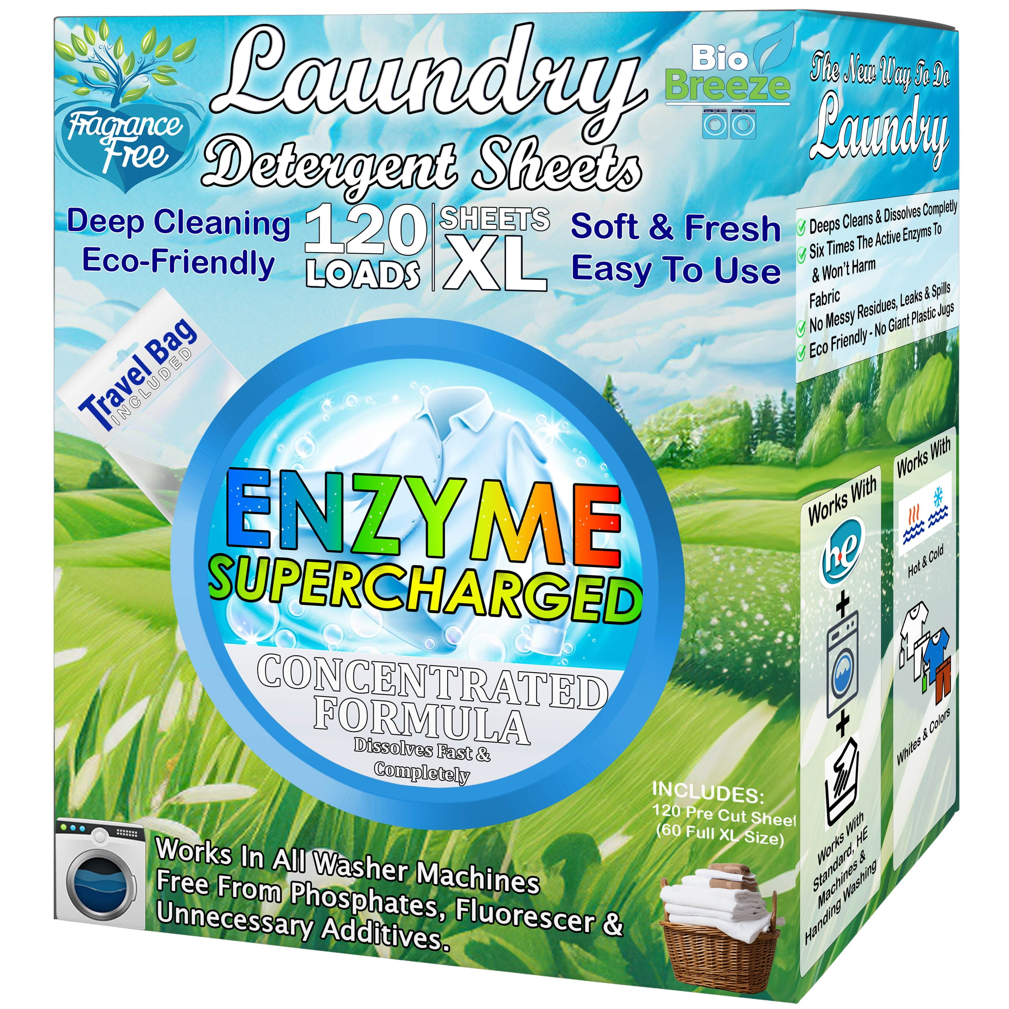 Eco-Friendly 120 XL Laundry Detergent Sheets - Fragrance-Free ...