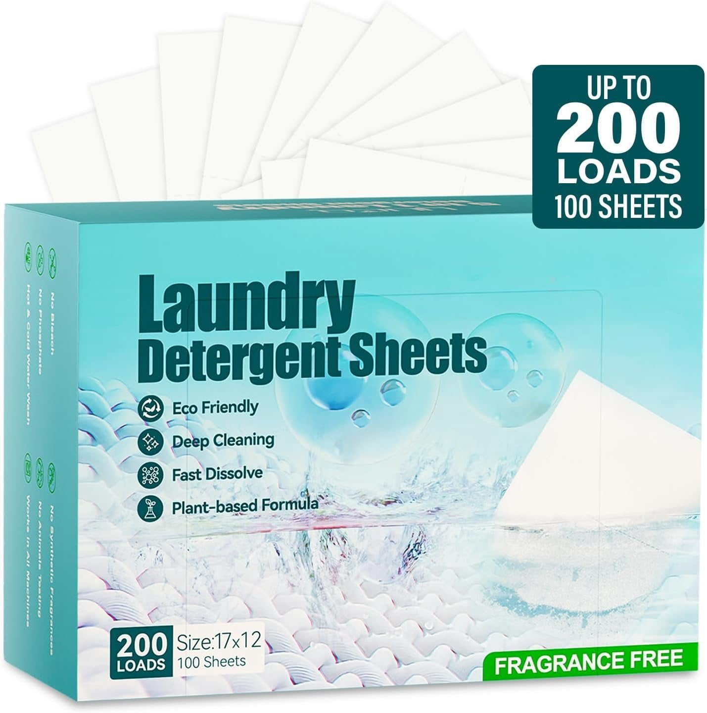 Laundry Detergent Sheets 200 Loads Unscented Laundry Soap Sheets ...
