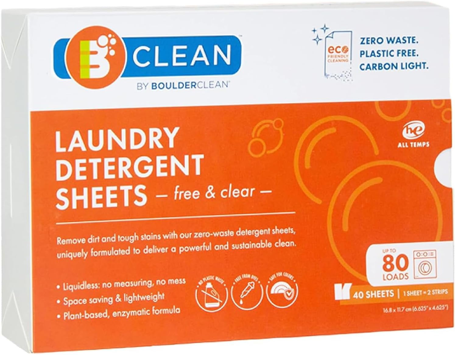 Laundry Detergent Sheets, Free & Clear Scent - 40 Sheets For 80 Loads ...