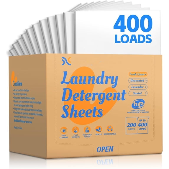 Laundry Detergent Sheets - Laundry Sheets, 400 Loads, , -, Linen Scent ...