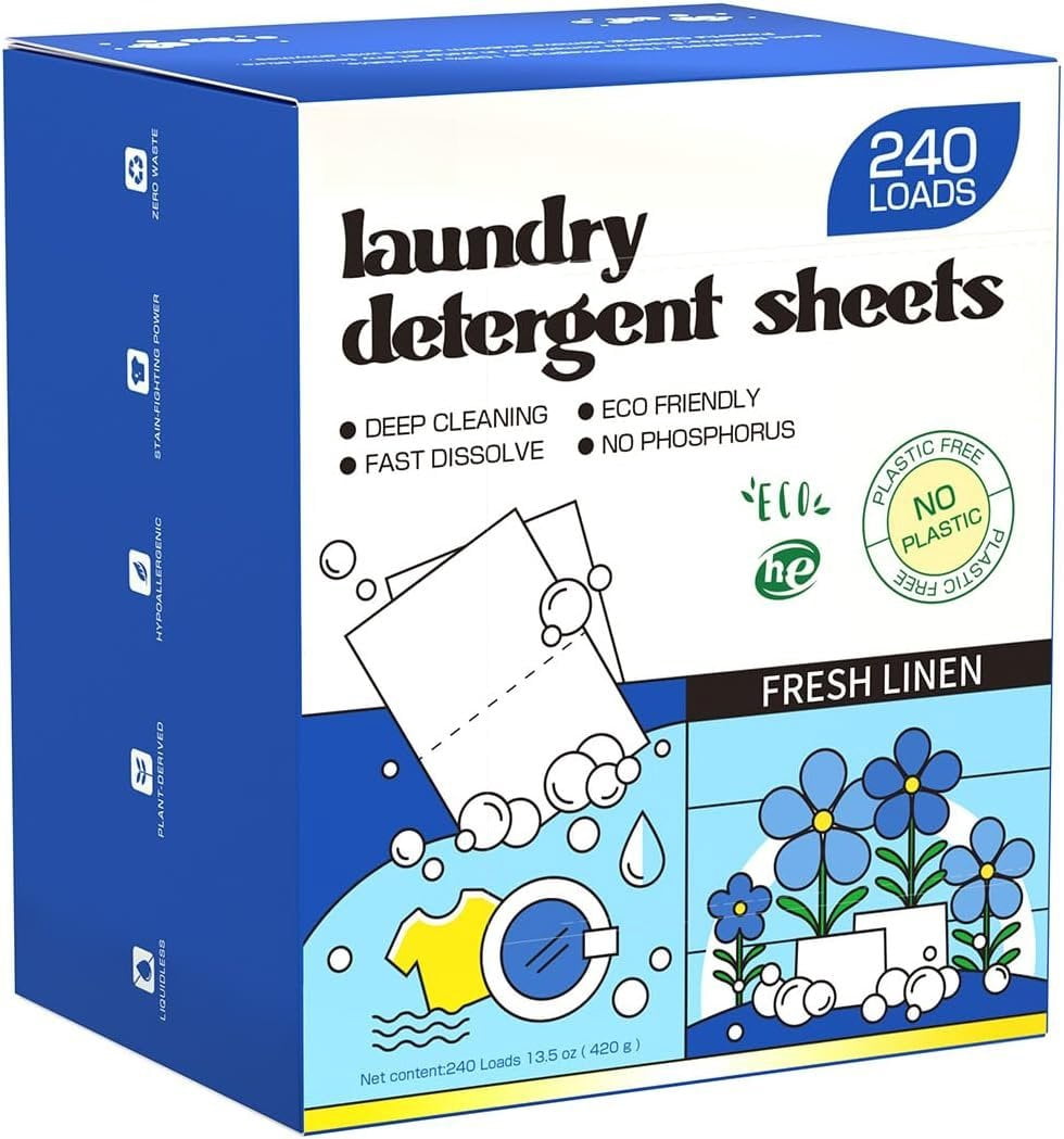Laundry Detergent Sheets Linen Scent 240 Loads, Detergent Strips for ...