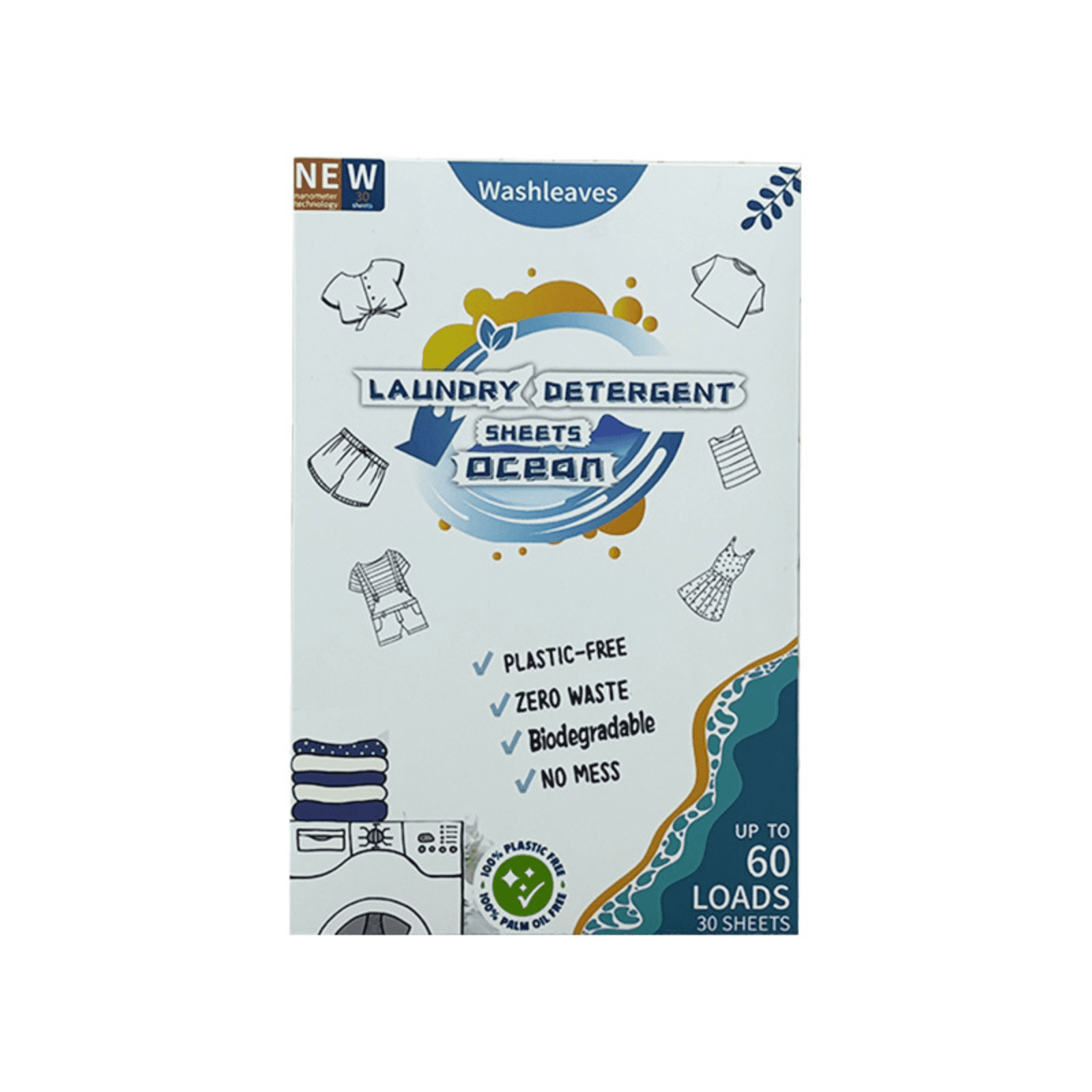 Laundry Detergent Sheets Ocean - 60 Loads (30 Sheets) No Plastic Jug ...