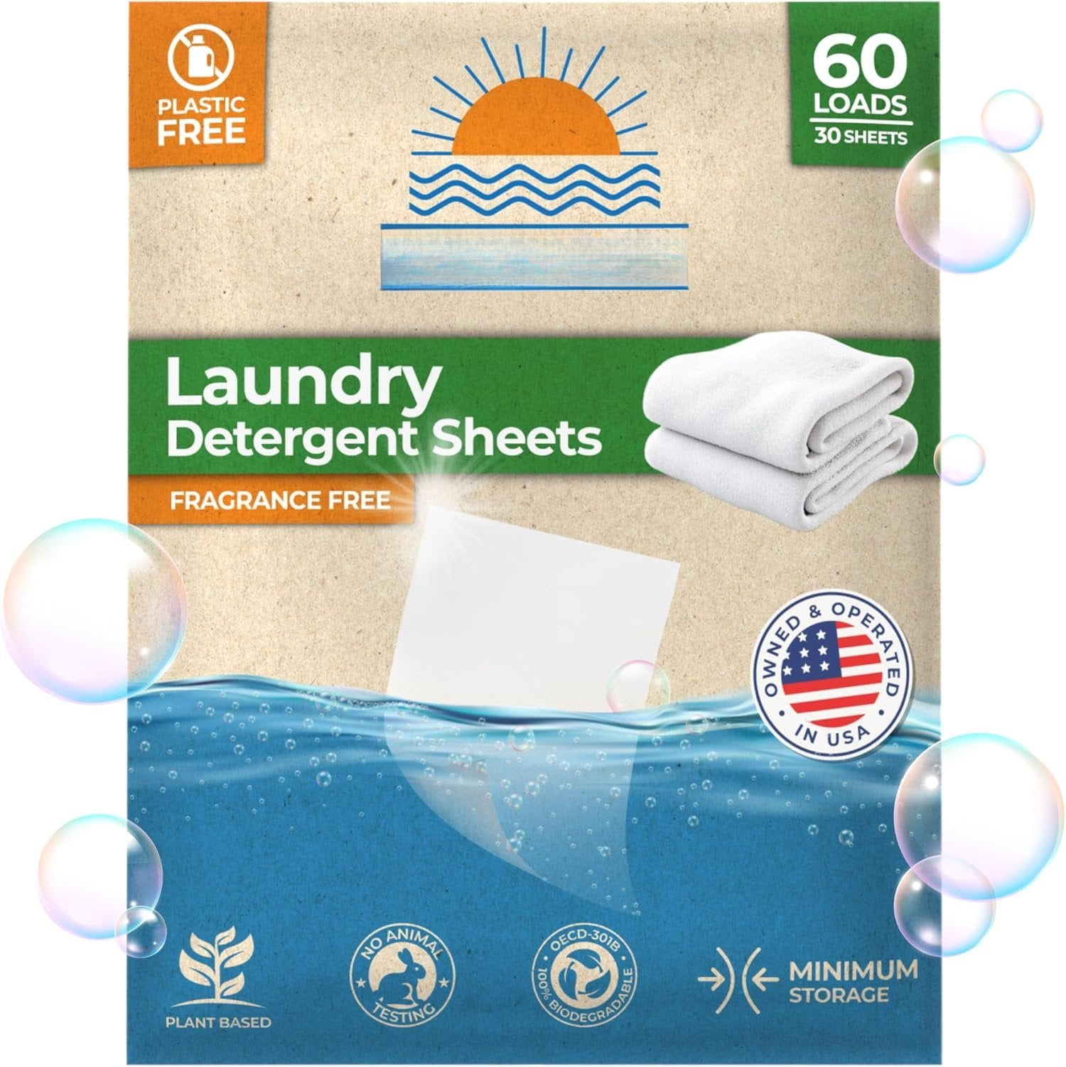 Laundry Detergent Sheets Unscented - 60 Loads - Dissolves , Removes Stains & Odors - and Travel ...