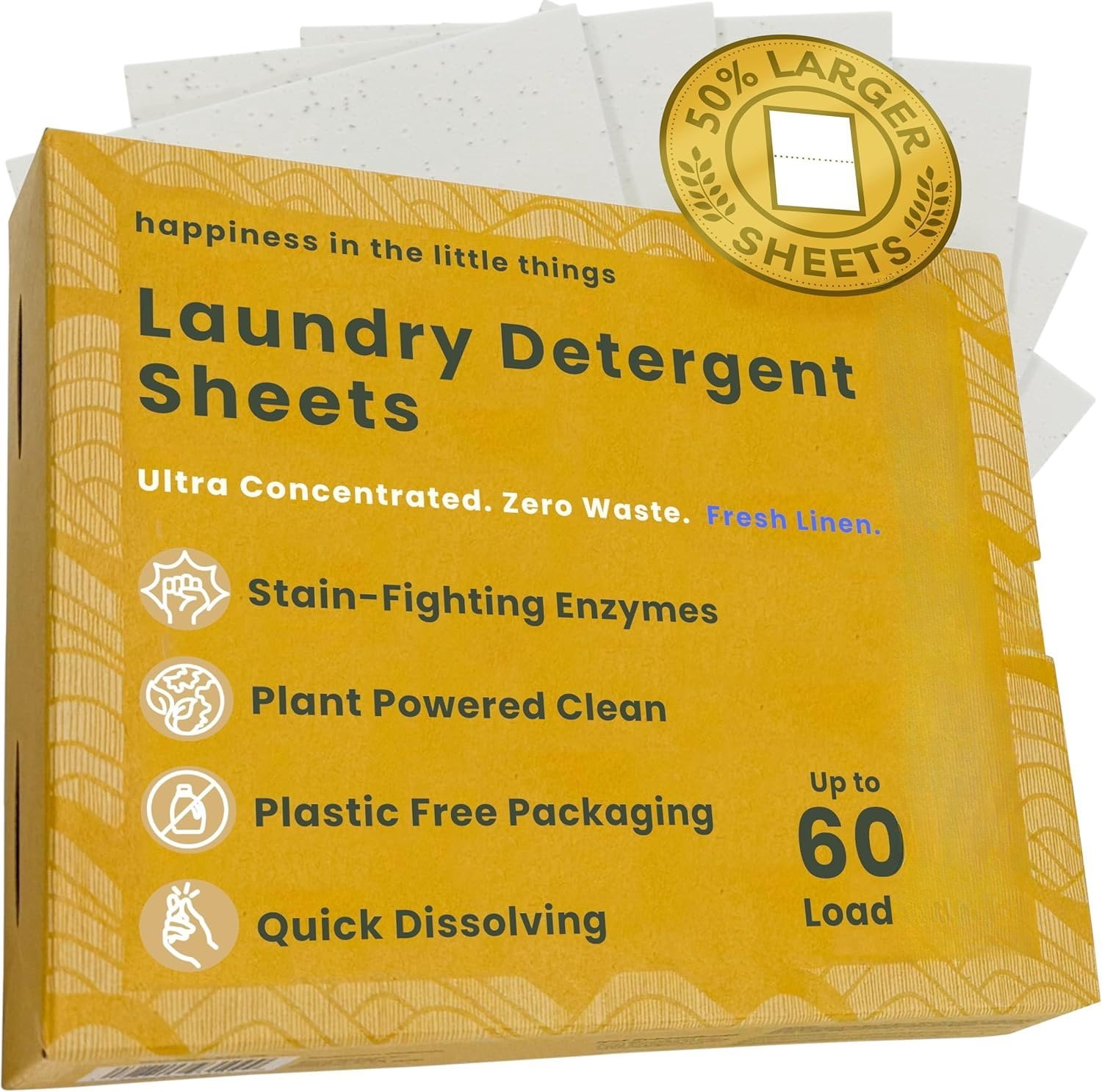 Laundry Detergent Sheets with Stain- Enzymes - 60 Loads - Concentrated Liquidless Laundry Soap ...