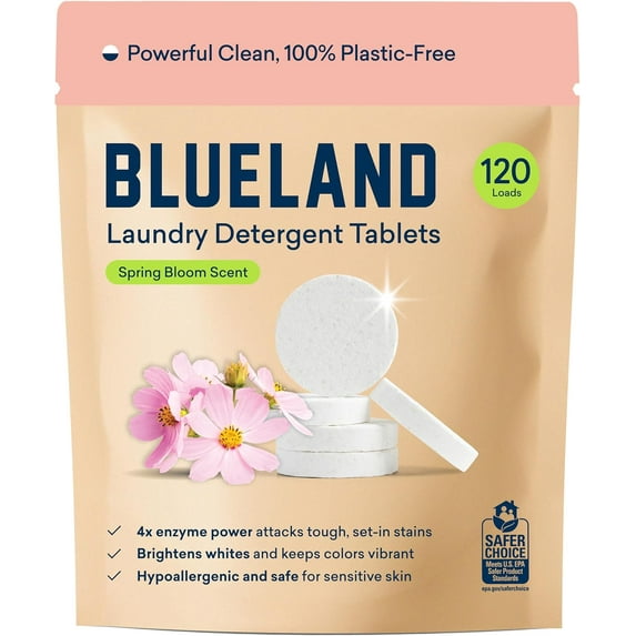 Laundry Detergent Tablets, 120 Count, Spring Bloom Scent, Plastic-Free ...