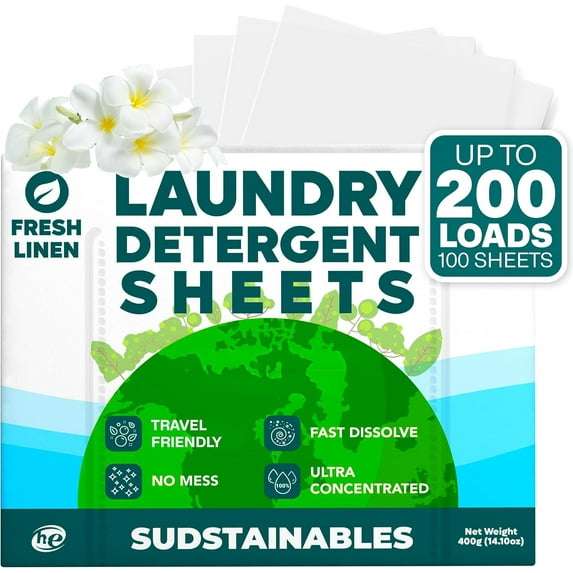 Laundry Deternt Sheets 200 Loads – Dissolvable Sheet for Washing ...