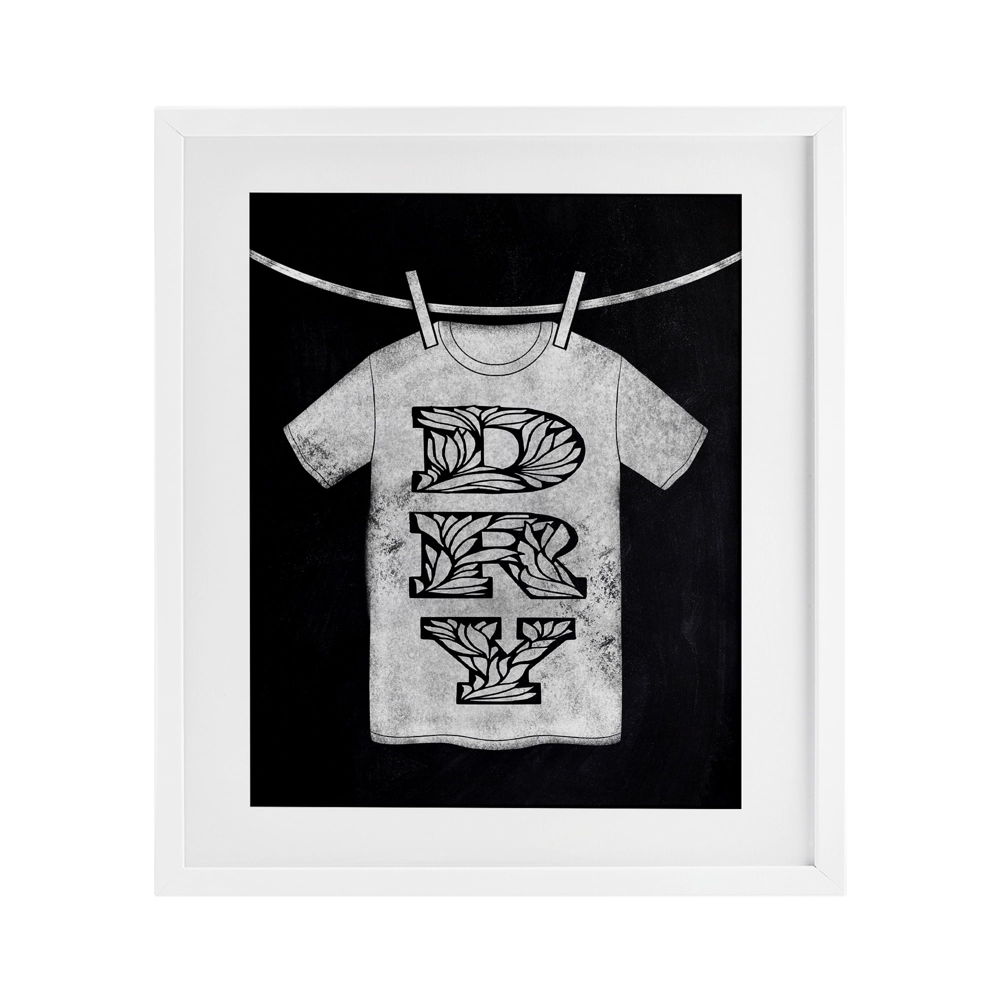 Laundry Dry Ornate Letters White Framed Print Under Glass, design by ...