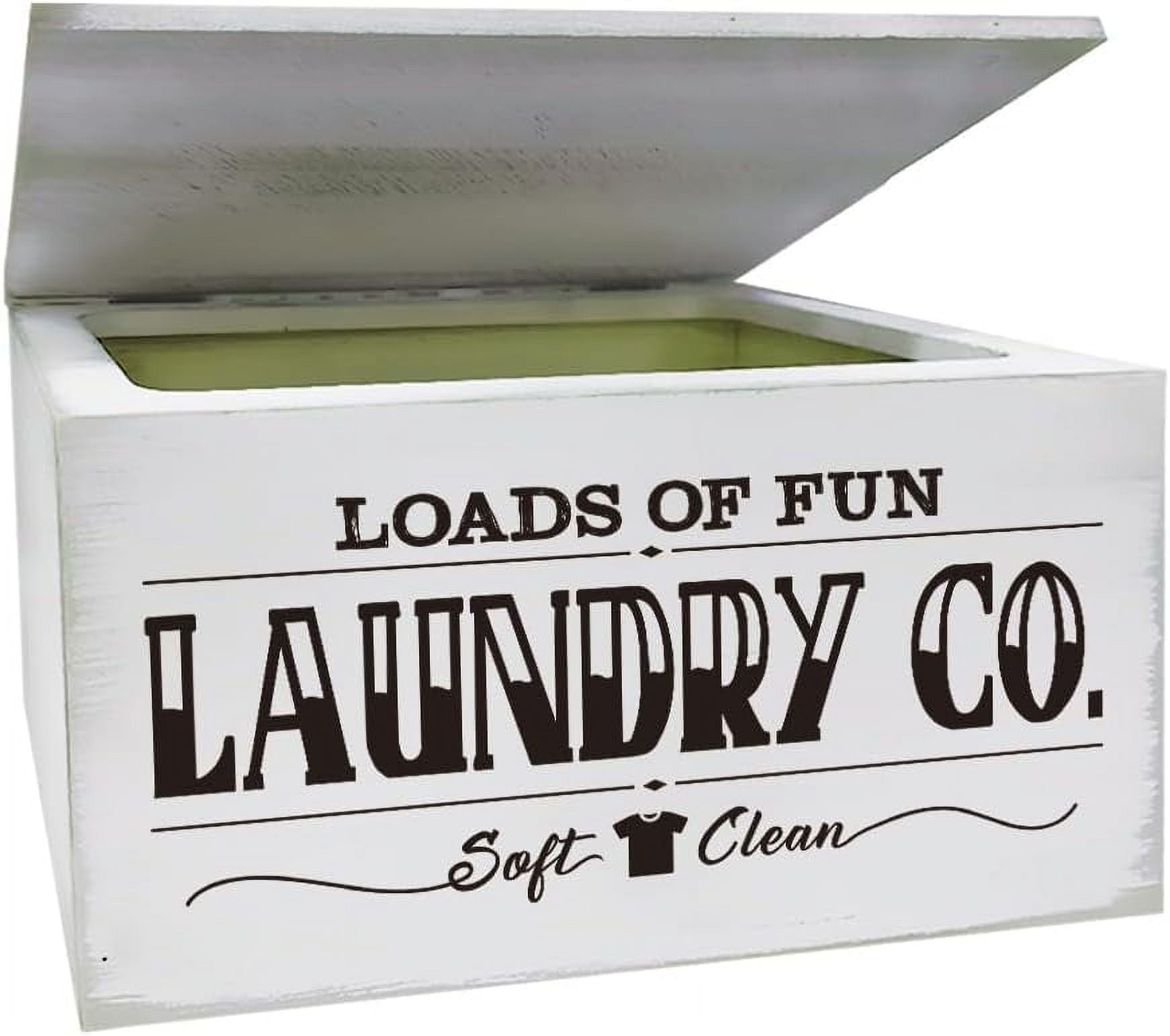 Laundry Dryer Sheet Dispenser Fun Fonts Holder Box with Hinged Lid Wood ...