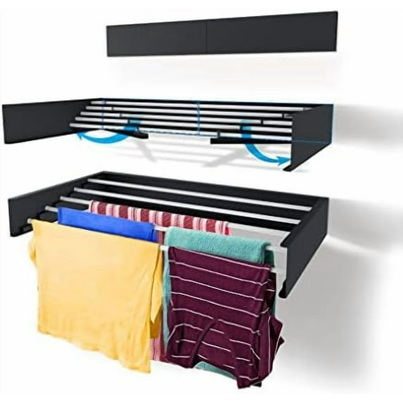 Laundry Drying Rack (27.5-INCH Industrial Gray), Wall Mounted ...