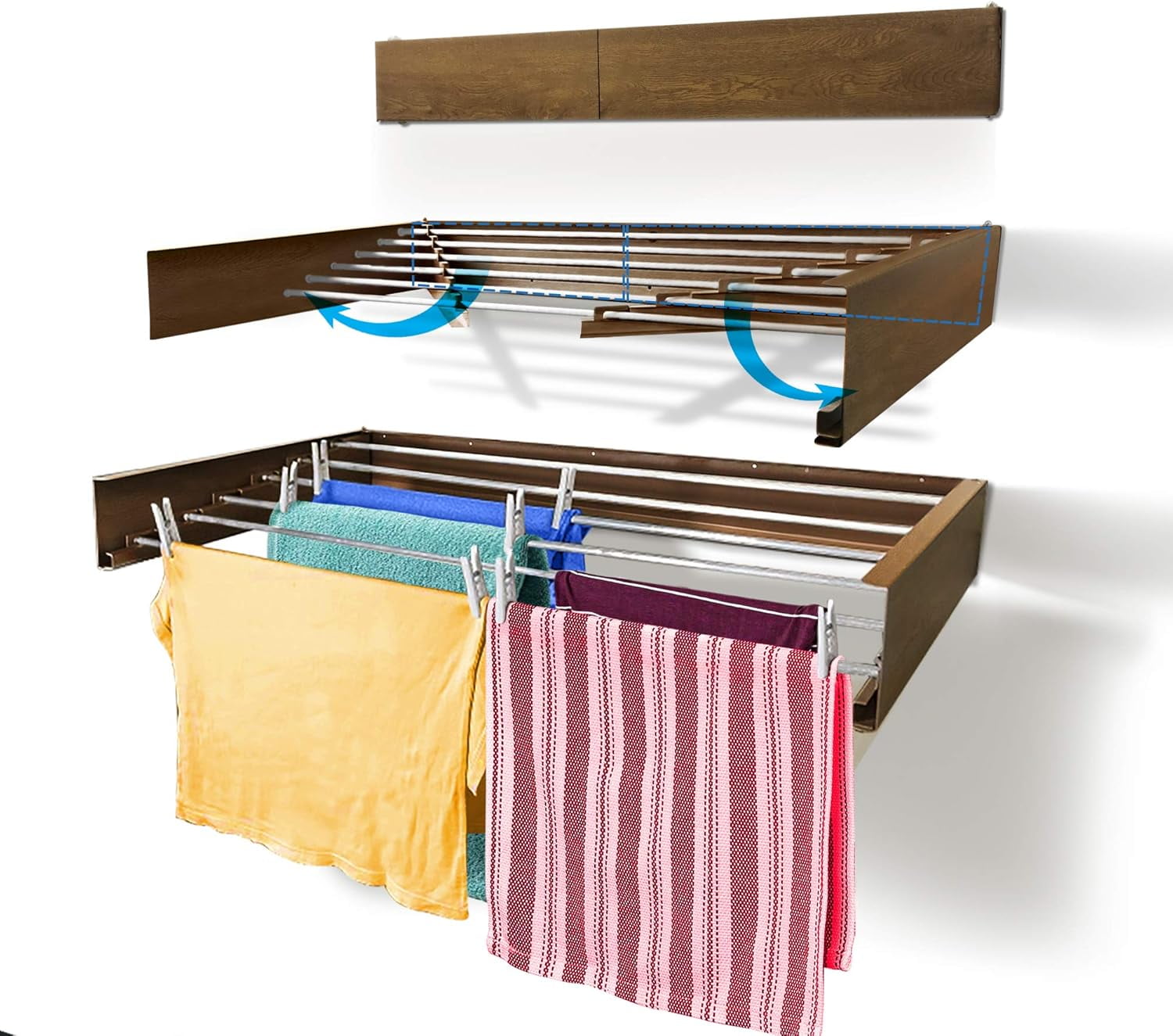 Laundry Drying Rack (28-INCH ), Wall Mounted, Retractable Clothes ...