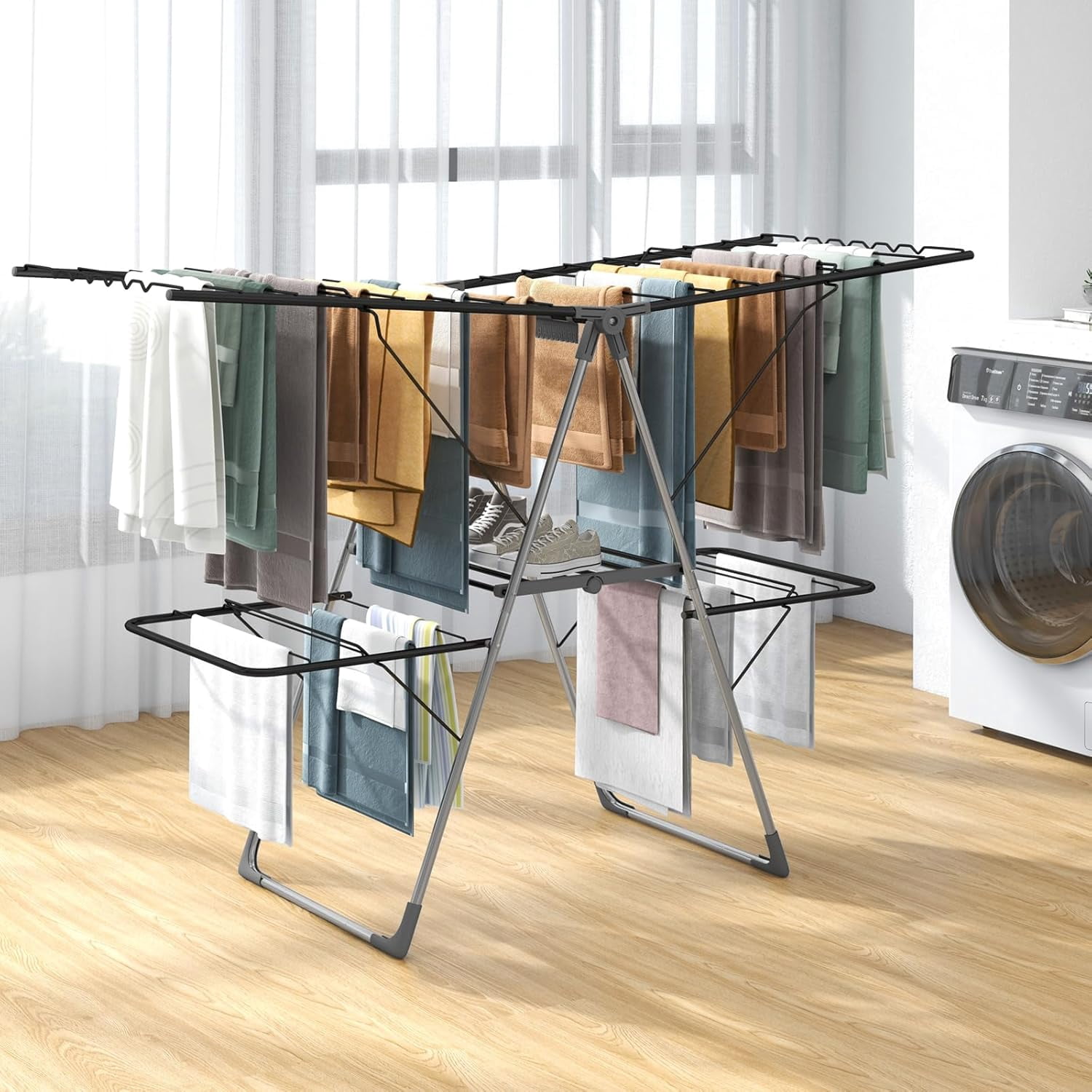Laundry Drying Rack, Foldable Clothes Drying Rack with Height ...