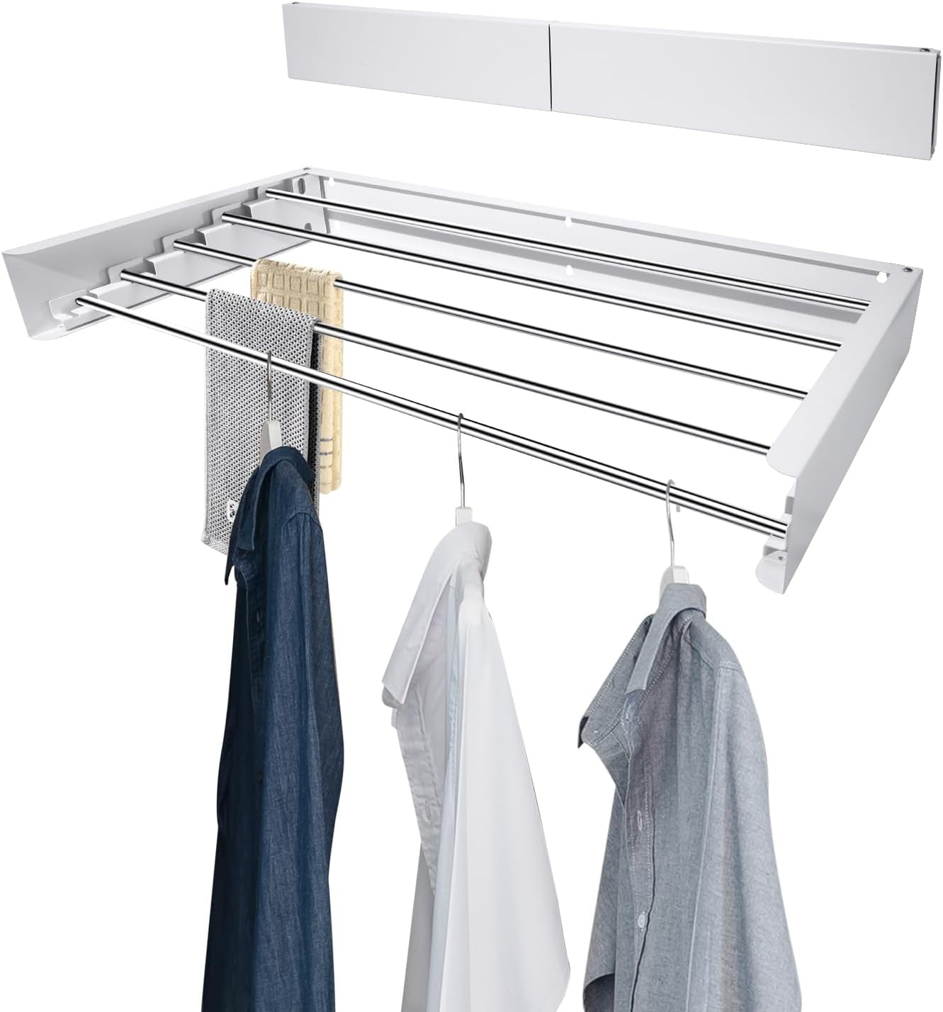 Laundry Drying Rack，Wall Mounted Clothes Drying Rack，31.5" Wide, 13.2 ...