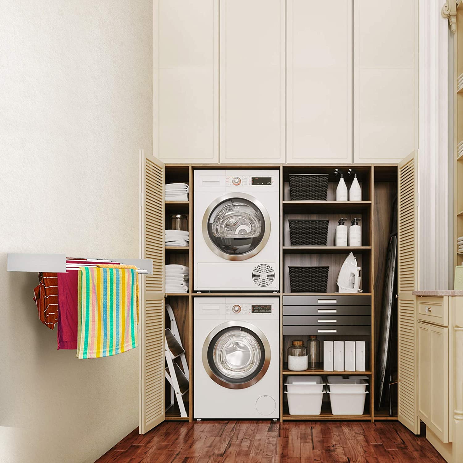 Laundry Drying Rack, Wall Mounted, Retractable Clothes Drying Rack ...