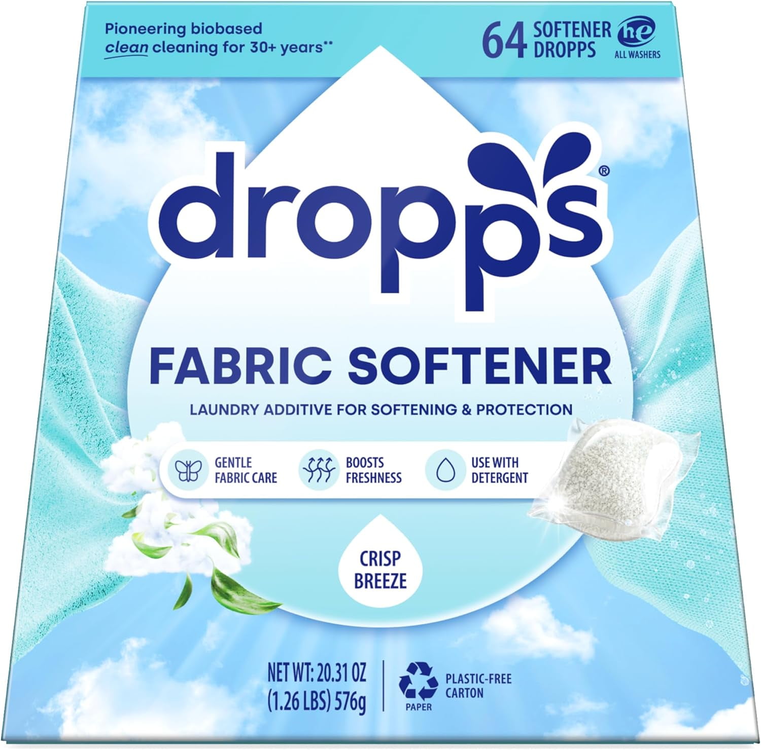 Laundry Fabric Softener Pods, Crisp Breeze (64 Pods) - Laundry Additive ...