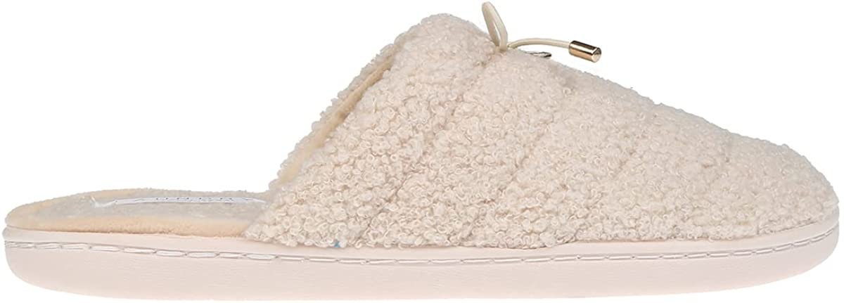 Laundry Fluffy Quilted Faux Fur Open Heel Home Slippers, Ivory (Women's ...