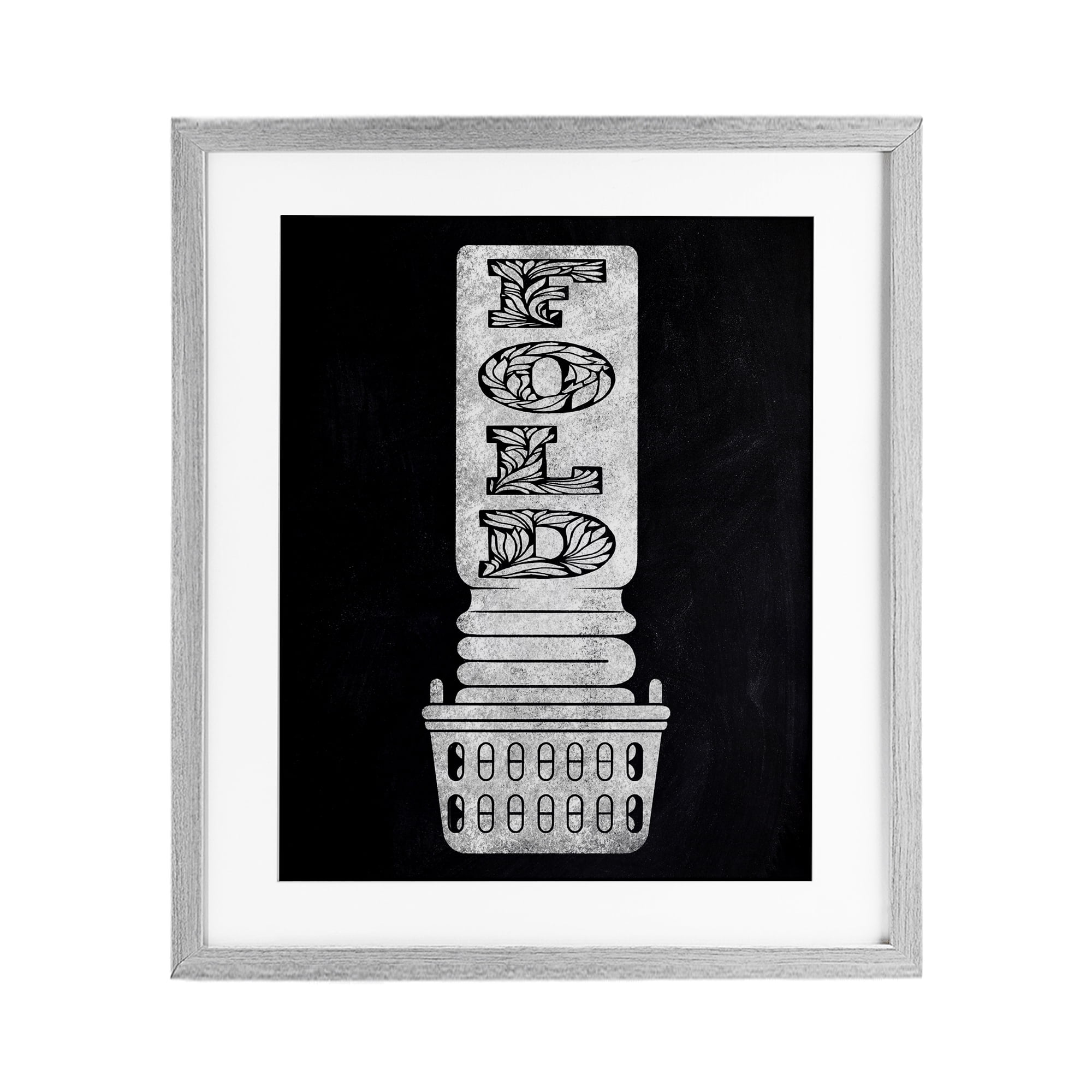 Laundry Fold Ornate Letters Gray Framed Print Under Glass, design by ...