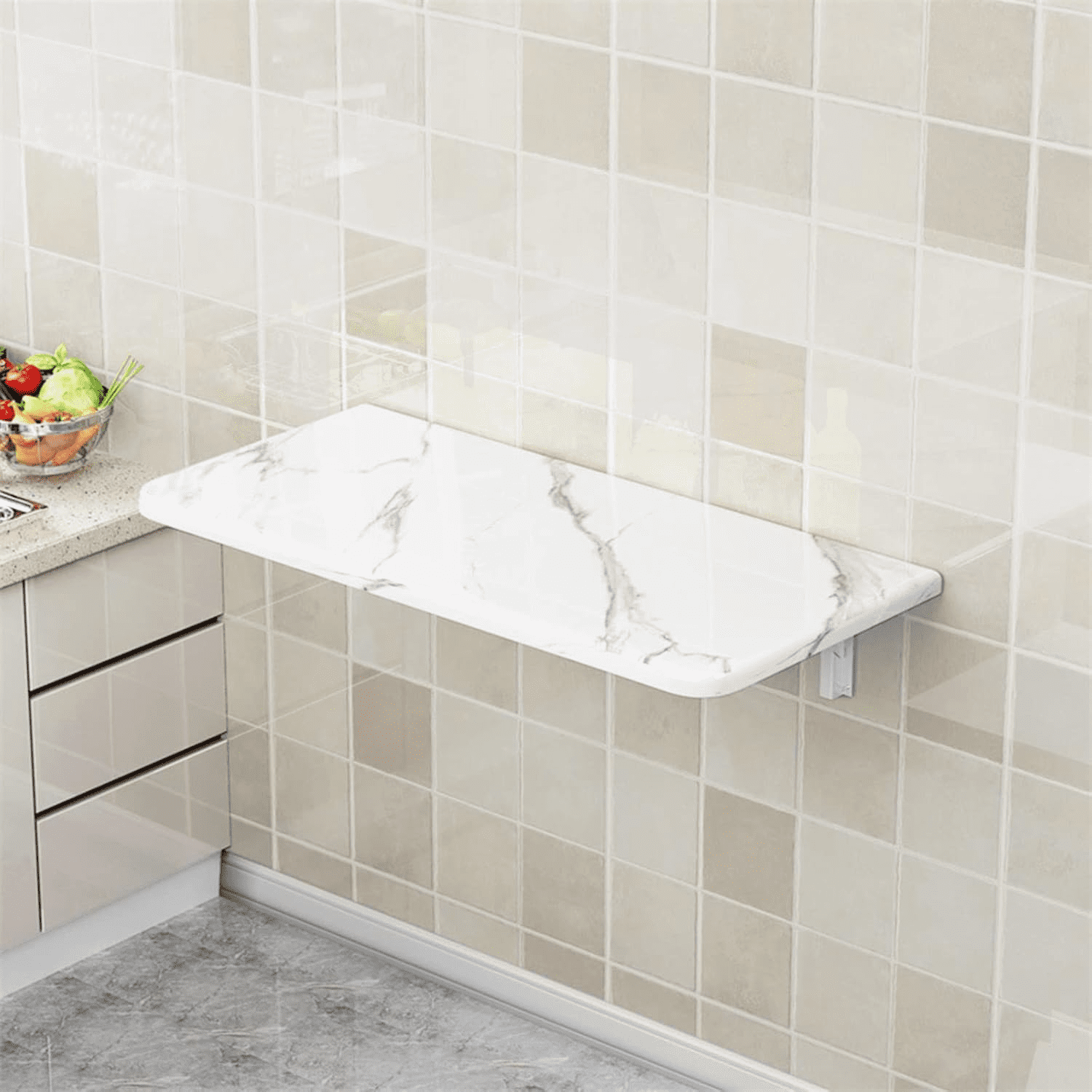 Laundry Folding Table Wall Mounted Marble Pattern Wall Table For ...