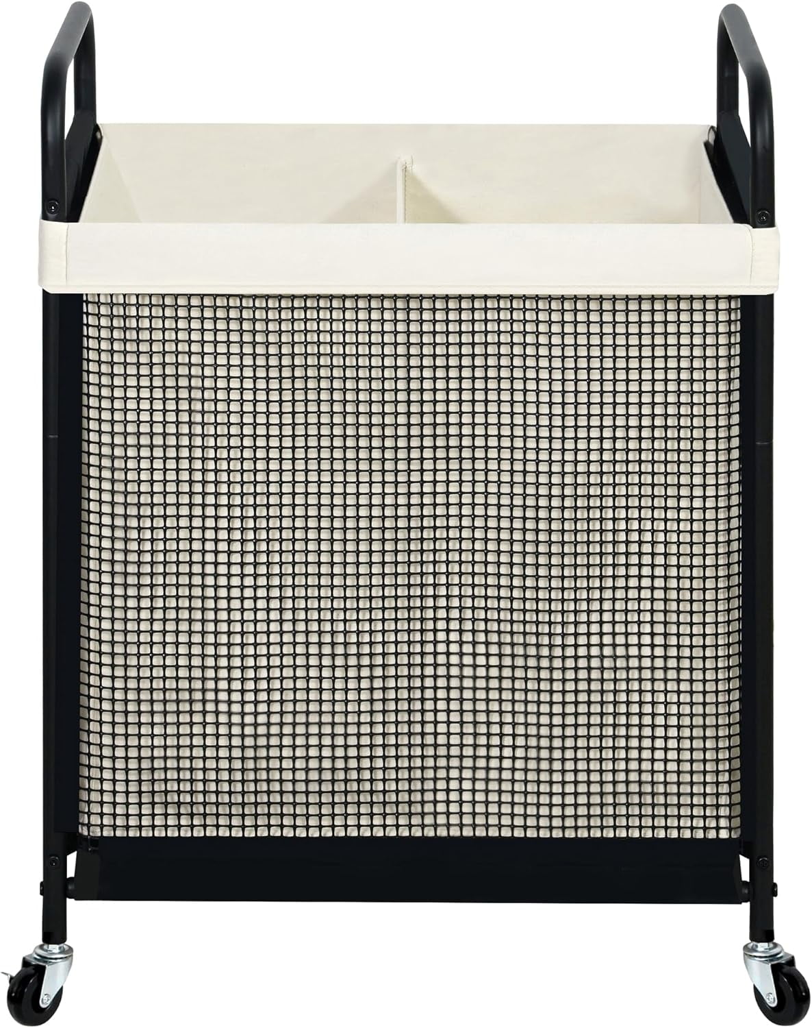 Laundry Hamper 2 Section, 100L Rolling Laundry Sorter Cart with ...