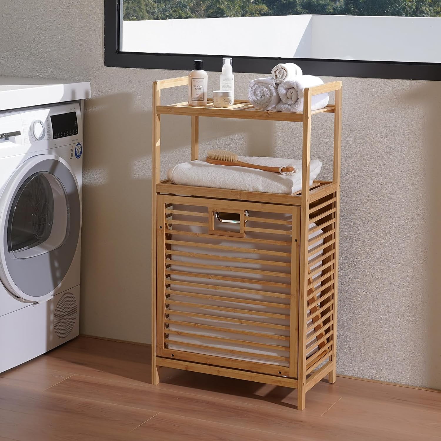 Laundry Hamper with 2-Tier Shelves & Tilt Out Basket, Laundry Baskets ...