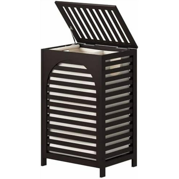 Laundry Hamper, 22.5 Gallon (85L) Bamboo Wood Clothes Laundry Basket ...