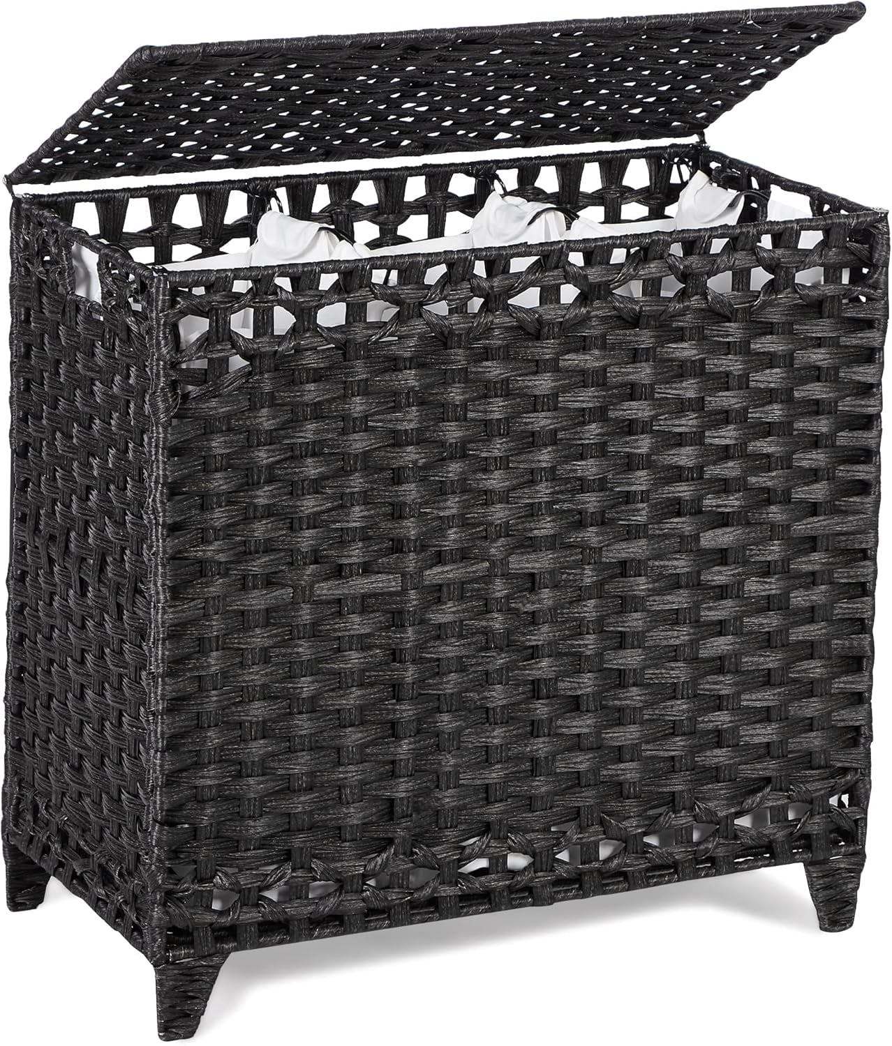Laundry Hamper with 3 Removable Liner Bags; 132L Handwoven Rattan ...